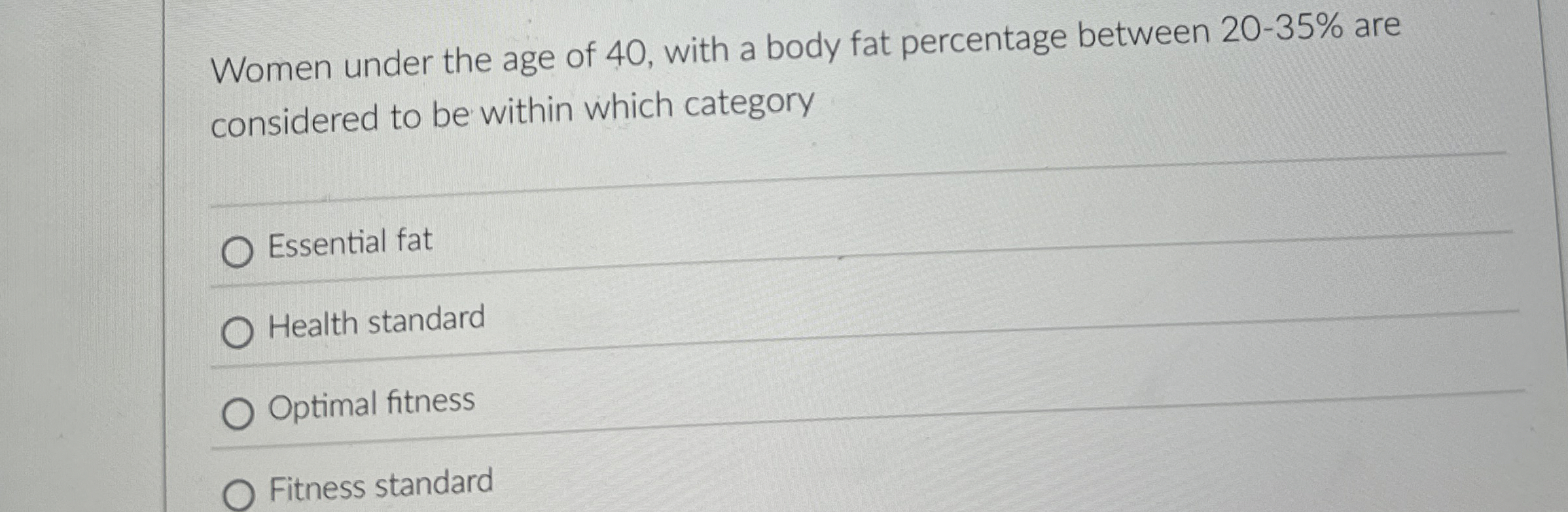 Solved Women under the age of 40 , ﻿with a body fat | Chegg.com