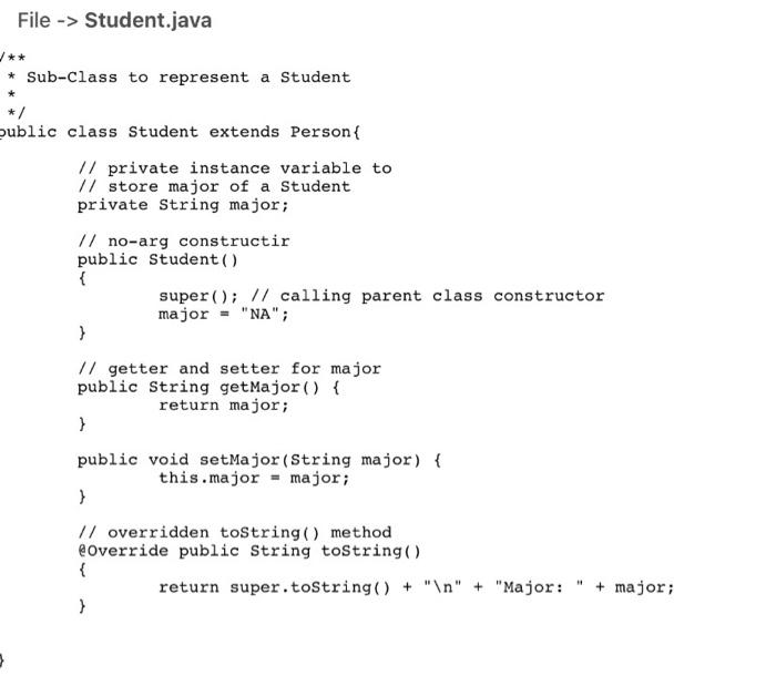 Solved * Parent class to store the properties/details of a | Chegg.com