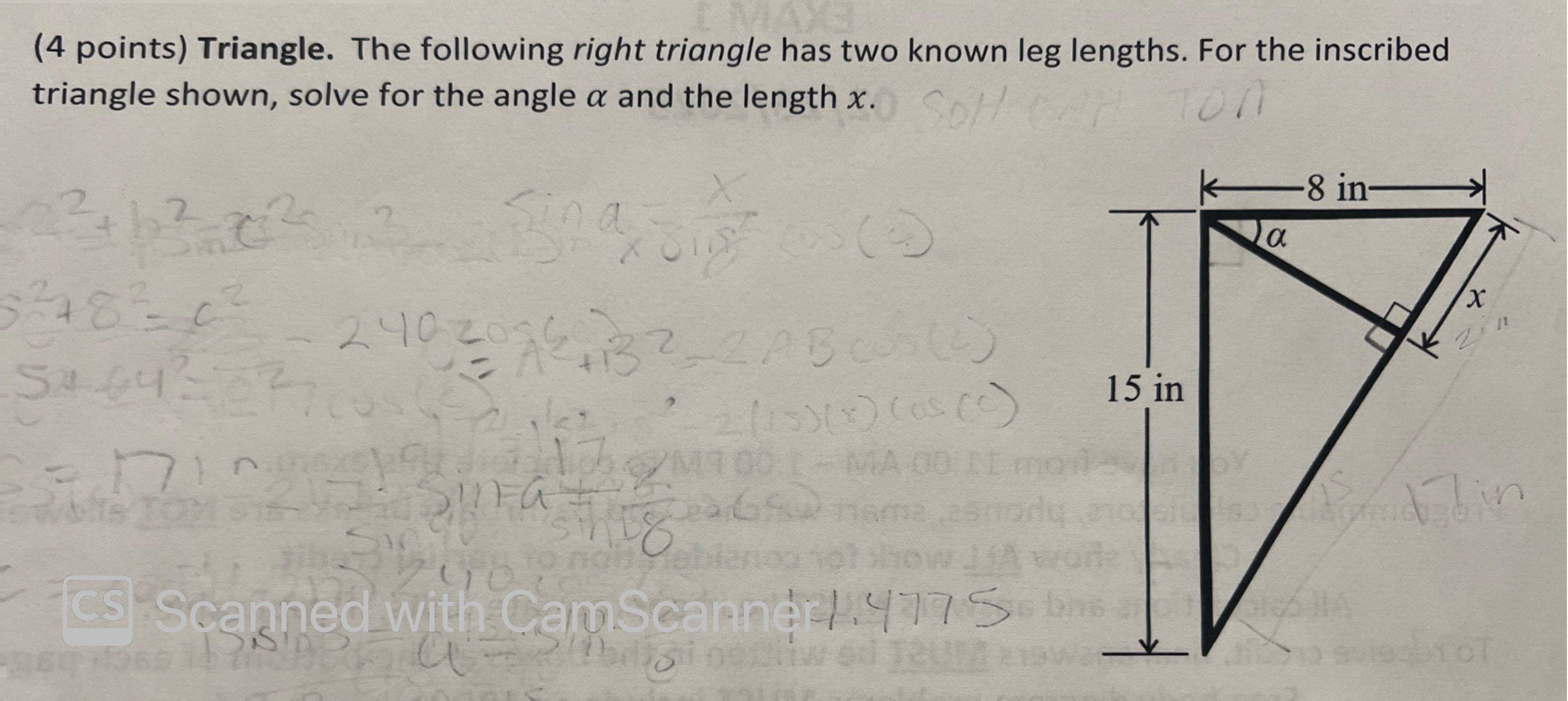 Solved (4 ﻿points) ﻿Triangle. The following right triangle | Chegg.com