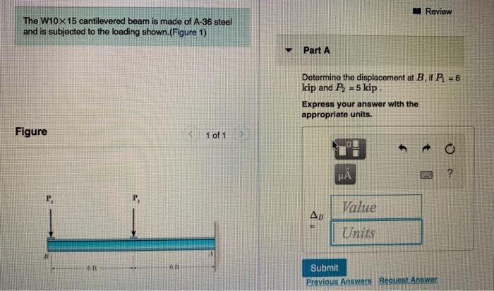 Solved Review The W10x15 cantilevered beam is made of A-36 | Chegg.com