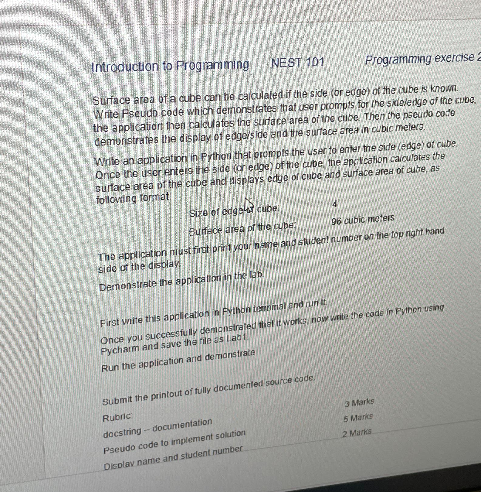 Solved Introduction To Programmingnest 101programming 0430