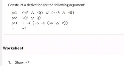 Solved Construct a derivation for the following argument: | Chegg.com