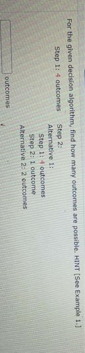For the given decision algorithm, find how many | Chegg.com