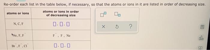 Solved Re-order each list in the table below, if necessary, | Chegg.com
