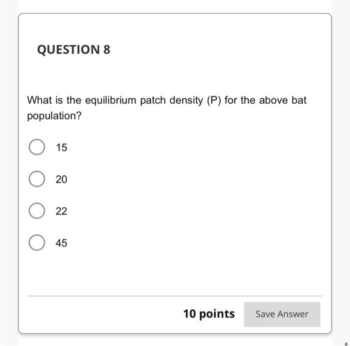 Solved What is the equilibrium patch density (P) for the | Chegg.com