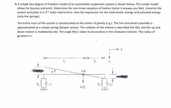 Solved 4) A simple two degree of freedom model of an | Chegg.com