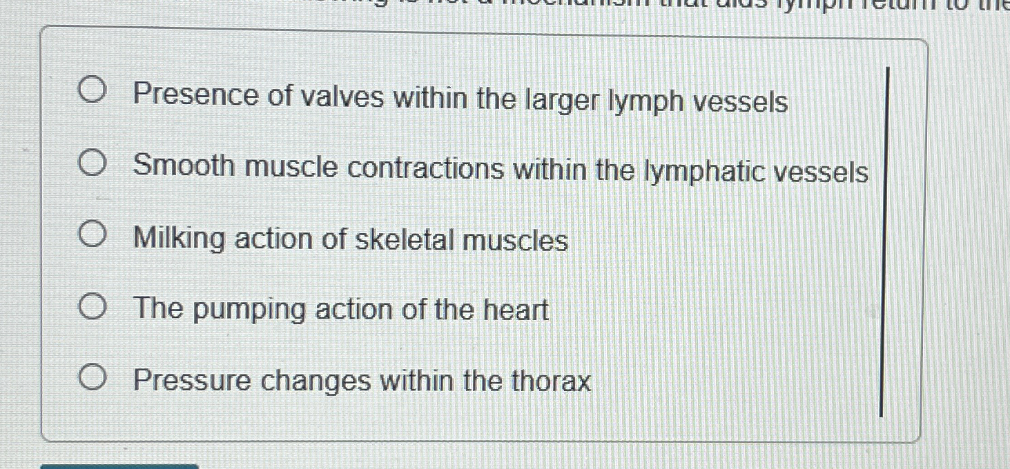 Solved Presence of valves within the larger lymph | Chegg.com