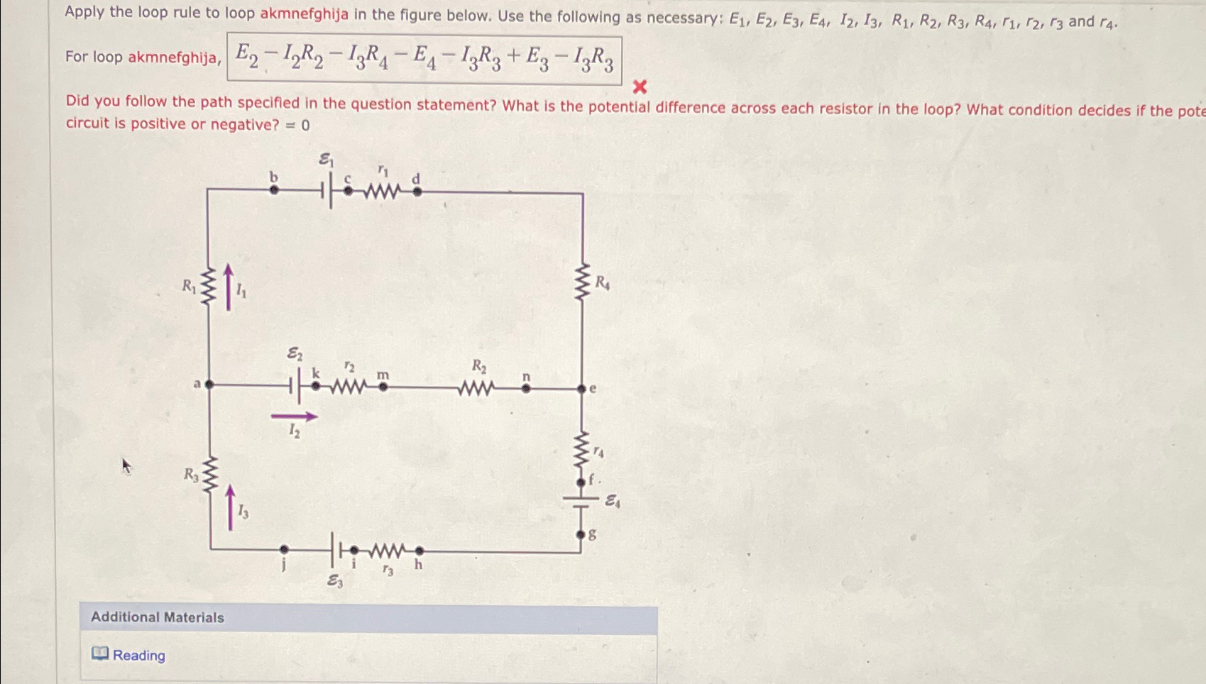 Solved Apply the loop rule to loop akmnefghija in the figure | Chegg.com