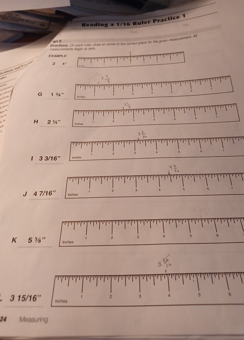 Solved Reading a 116 ﻿Ruler Practice 1art IIOirections: On | Chegg.com