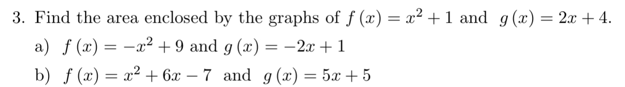 Solved Find the area enclosed by the graphs of f(x)=x2+1 | Chegg.com