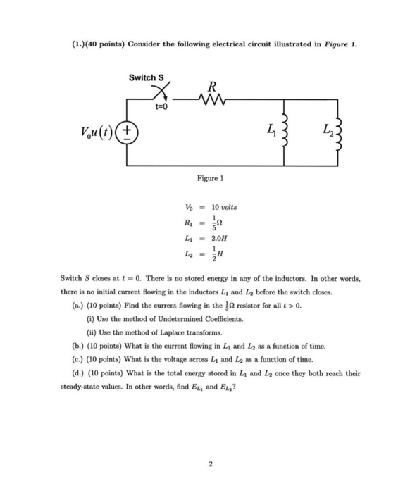 Solved (1.) (40 points) Consider the following electrical | Chegg.com Solved (1.) (40 points) Consider the following electrical | Chegg.com