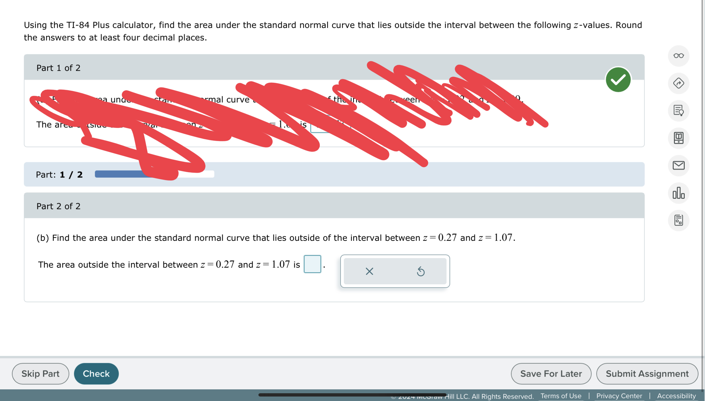 Solved Using the TI-84 ﻿Plus calculator, find the area under | Chegg.com