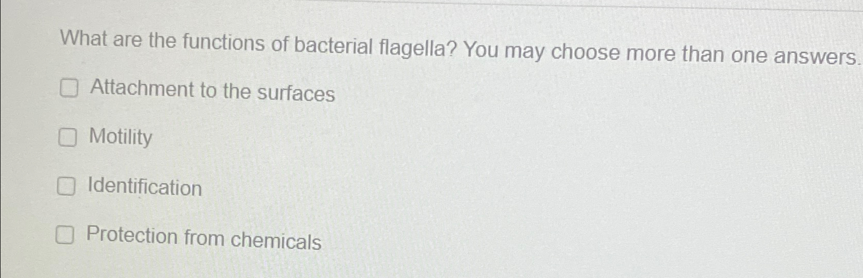 Solved What are the functions of bacterial flagella? You may | Chegg.com