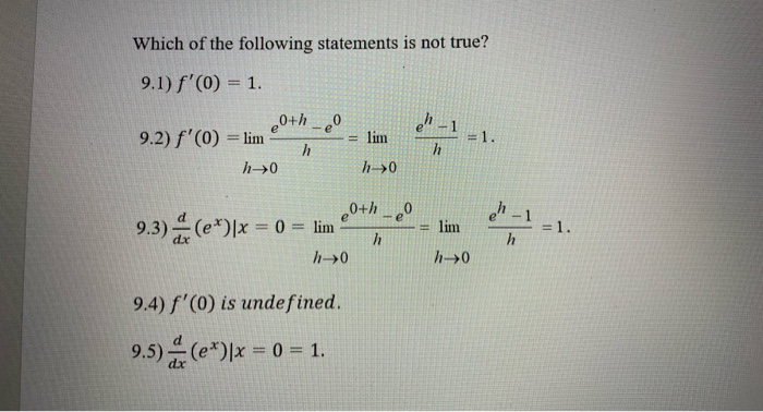 Solved 9) Given, f(x)=e* = 2.718281828 and the following | Chegg.com