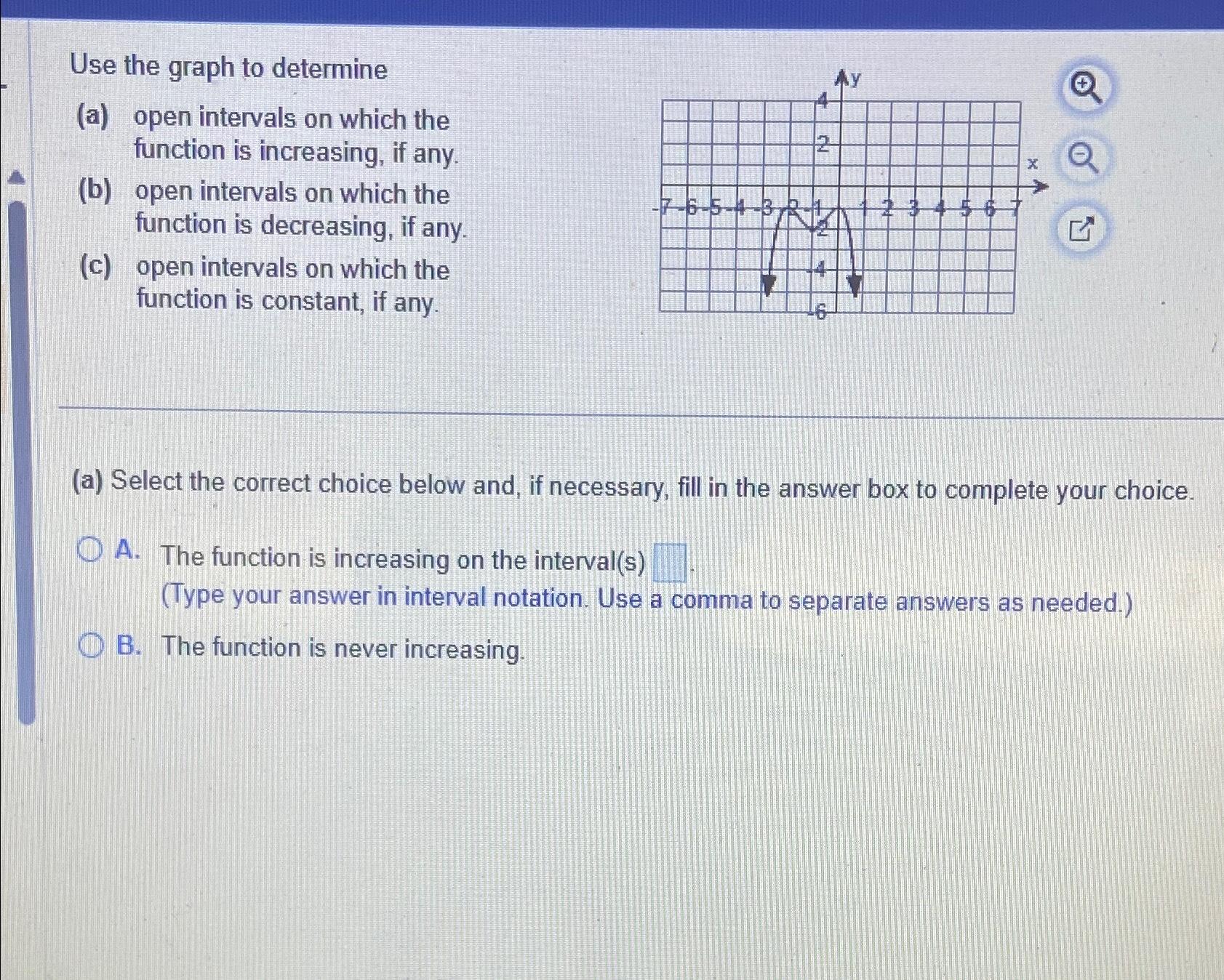 Solved Use the graph to determine(a) ﻿open intervals on | Chegg.com