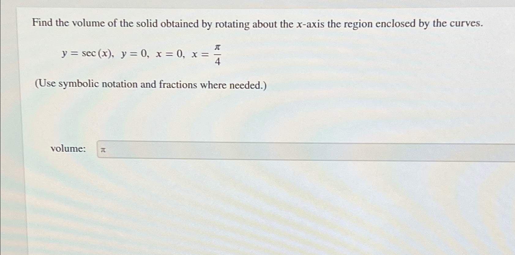 Solved Find the volume of the solid obtained by rotating | Chegg.com