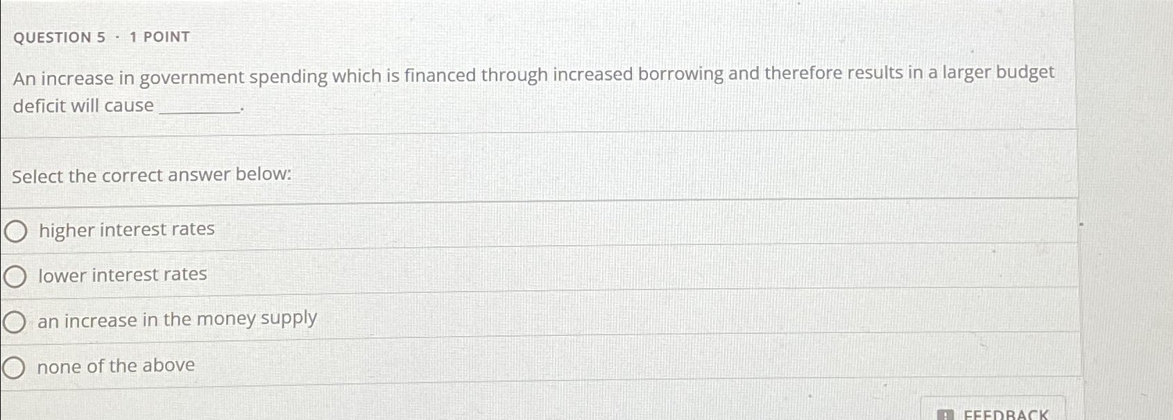 Solved QUESTION 5 - 1 ﻿POINTAn increase in government | Chegg.com