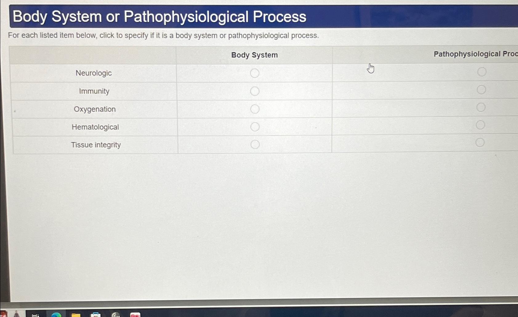 Solved Body System or Pathophysiological ProcessFor each | Chegg.com