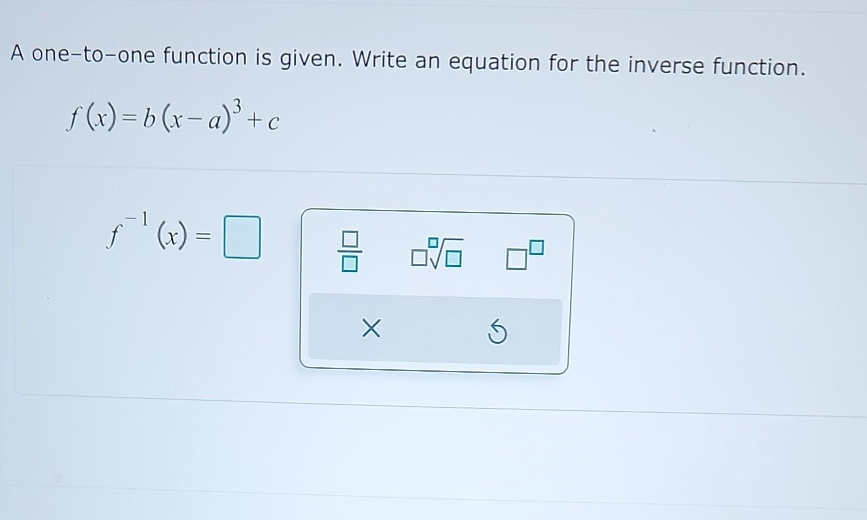 Solved A one-to-one function is given. Write an equation for | Chegg.com