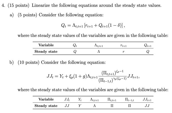 4. (15 points) Linearize the following equations | Chegg.com
