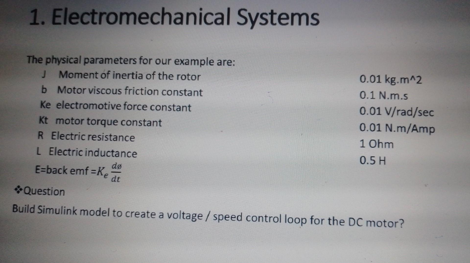 Solved 1. Electromechanical Systems * Tutorial A common | Chegg.com