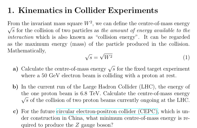 Solved Kinematics in Collider ExperimentsFrom the invariant | Chegg.com