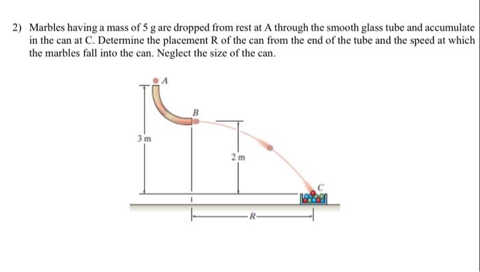 Solved 2) Marbles having a mass of 5 g are dropped from rest | Chegg.com