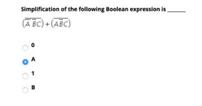 Solved Simplification of the following Boolean expression is | Chegg.com