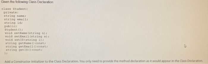 Solved Given the following Class Declaration: class Studenti | Chegg.com