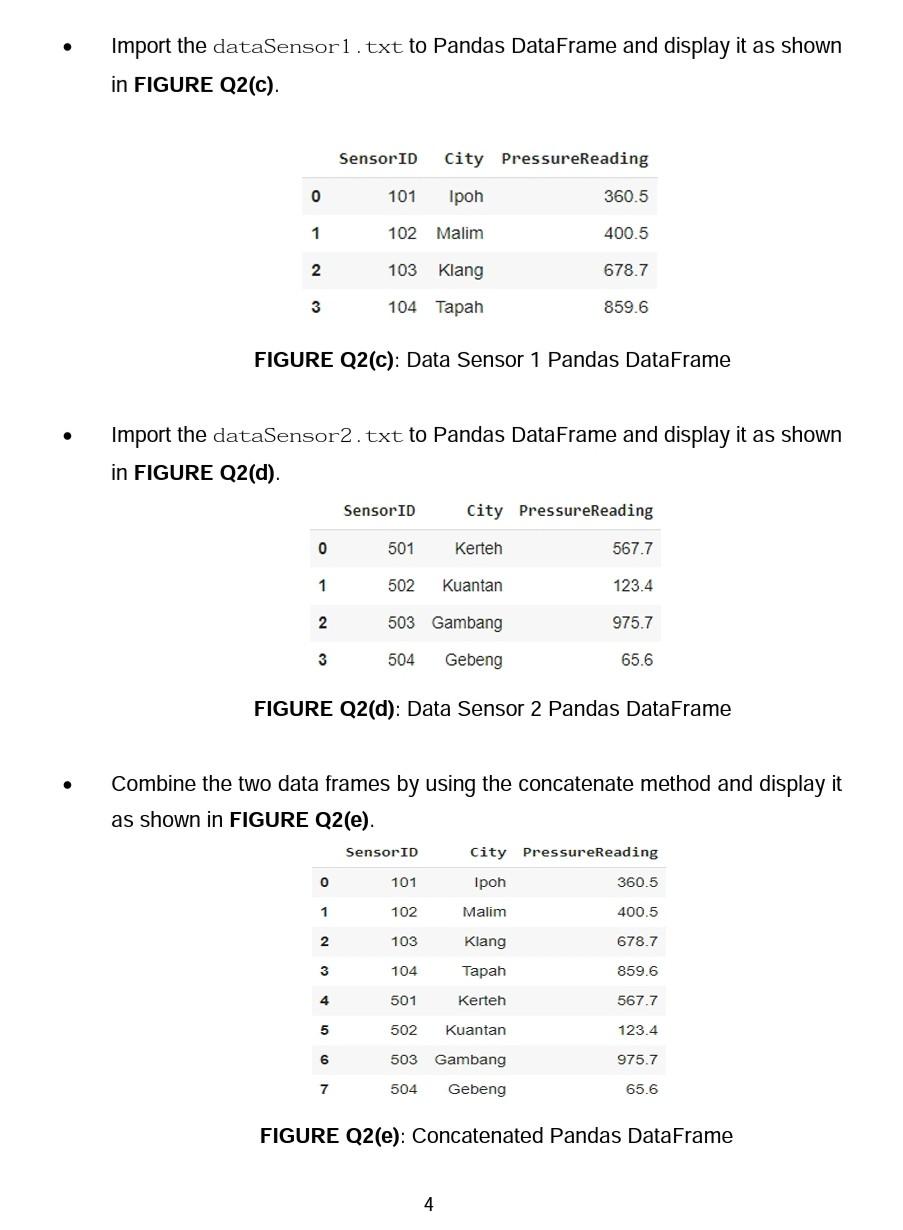 Solved Import the dataSensorl. txt to Pandas DataFrame and | Chegg.com