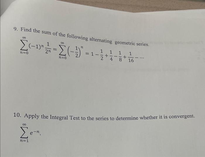Solved 9. Find the sum of the following alternating | Chegg.com