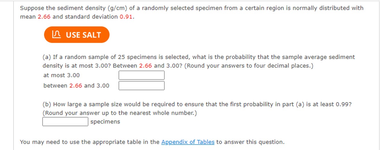Solved Suppose the sediment density (gcm) ﻿of a randomly | Chegg.com
