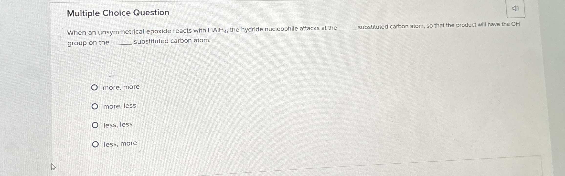 Solved Multiple Choice QuestionWhen an unsymmetrical epoxide | Chegg.com