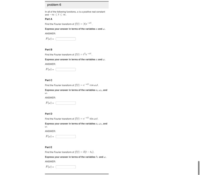 Solved problem 6 In all of the following functions, a is a | Chegg.com