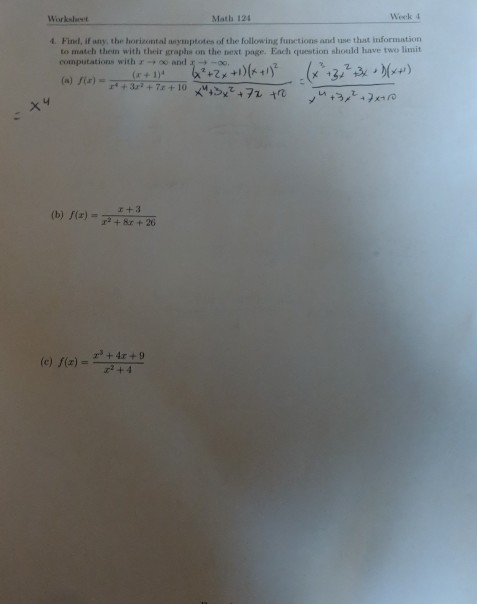 Solved Worksheet Math 124 Week & 4. Find, if any, the | Chegg.com