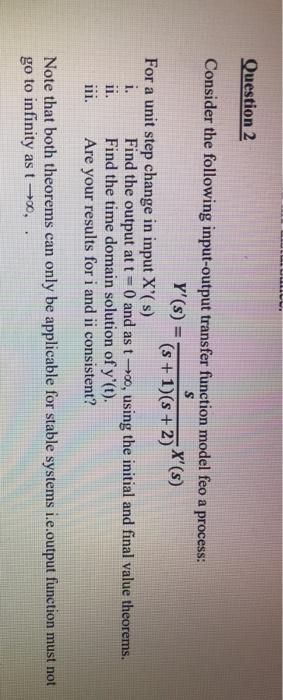 Solved Question 2 S Consider the following input-output | Chegg.com