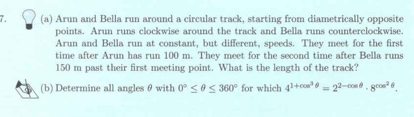 Solved (a) ﻿Arun and Bella run around a circular track, | Chegg.com