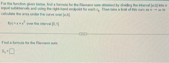 Solved For the function given below, find a formula for the | Chegg.com