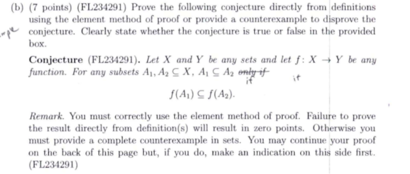 Solved (b) (7 ﻿points) ﻿Prove the following conjecture | Chegg.com