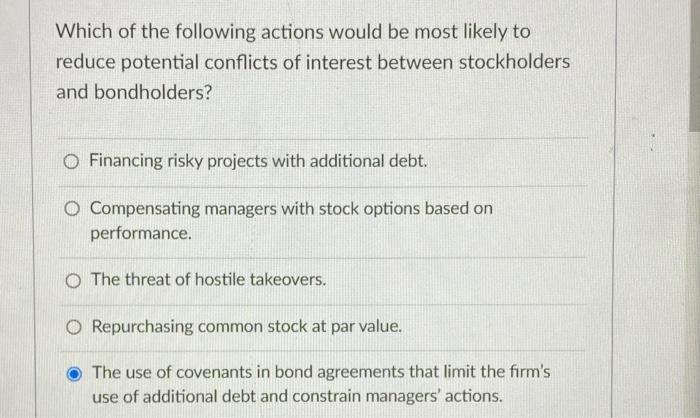 Solved Which of the following actions would be most likely | Chegg.com
