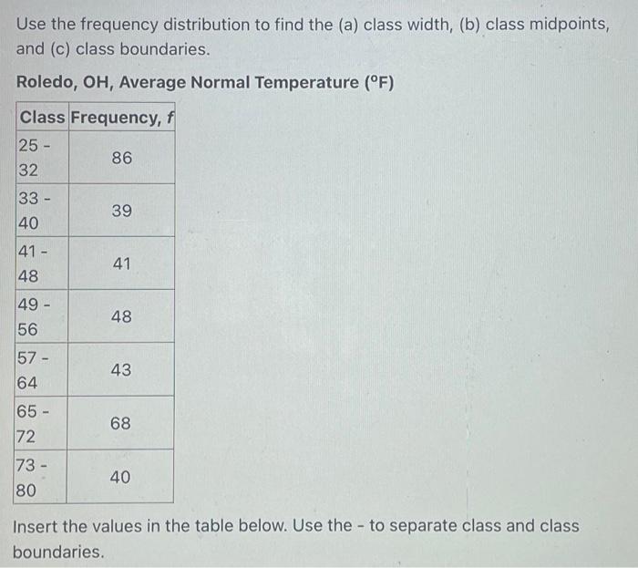 Solved Use the frequency distribution to find the (a) class | Chegg.com