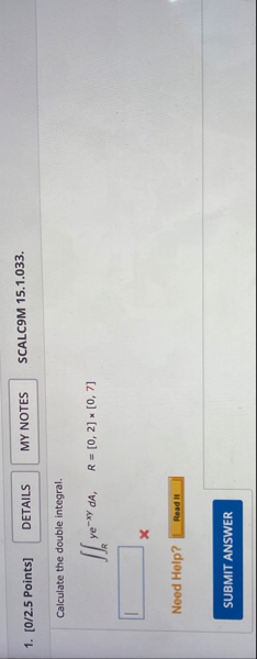 Solved [0/2.5 ﻿Points] ﻿SCALC9M 15.1.033.Calculate the | Chegg.com