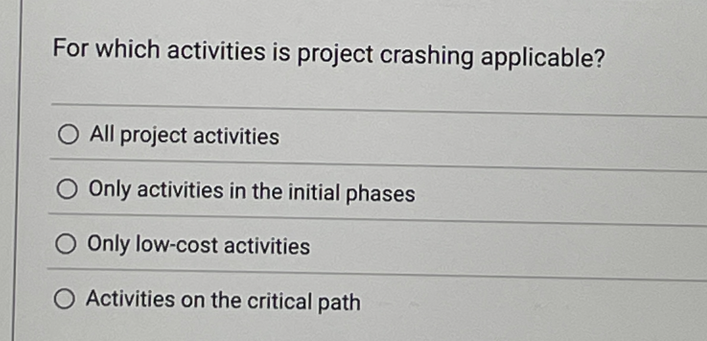 Solved For which activities is project crashing | Chegg.com