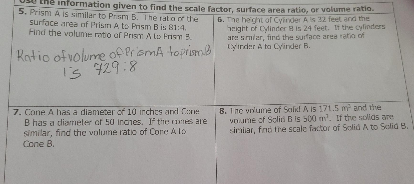 Solved information given to find the scale factor, surface | Chegg.com