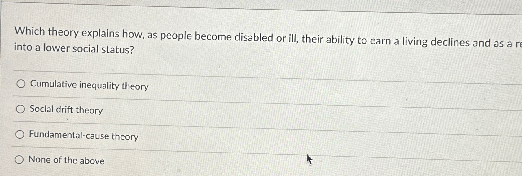 Solved Which theory explains how, as people become disabled | Chegg.com