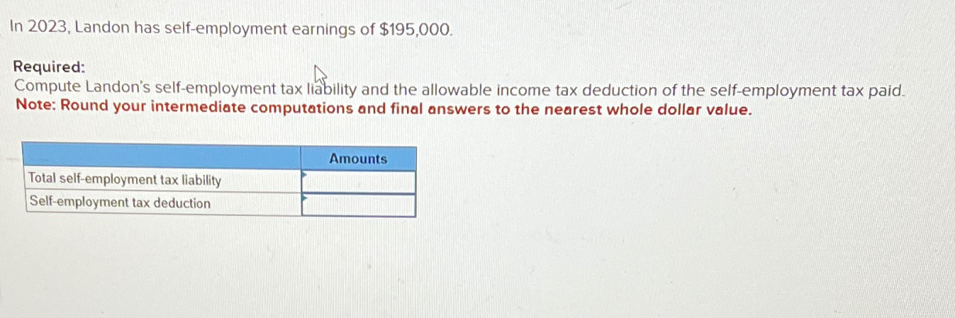 Solved In 2023, ﻿Landon has self-employment earnings of | Chegg.com