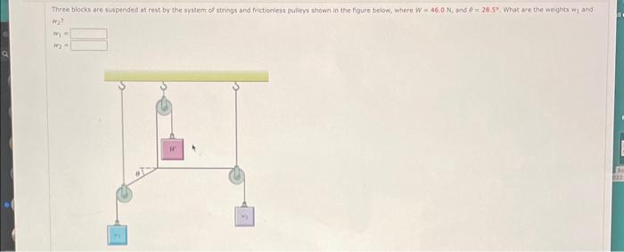 Solved Three blocks ere suspended at rest by the system of | Chegg.com