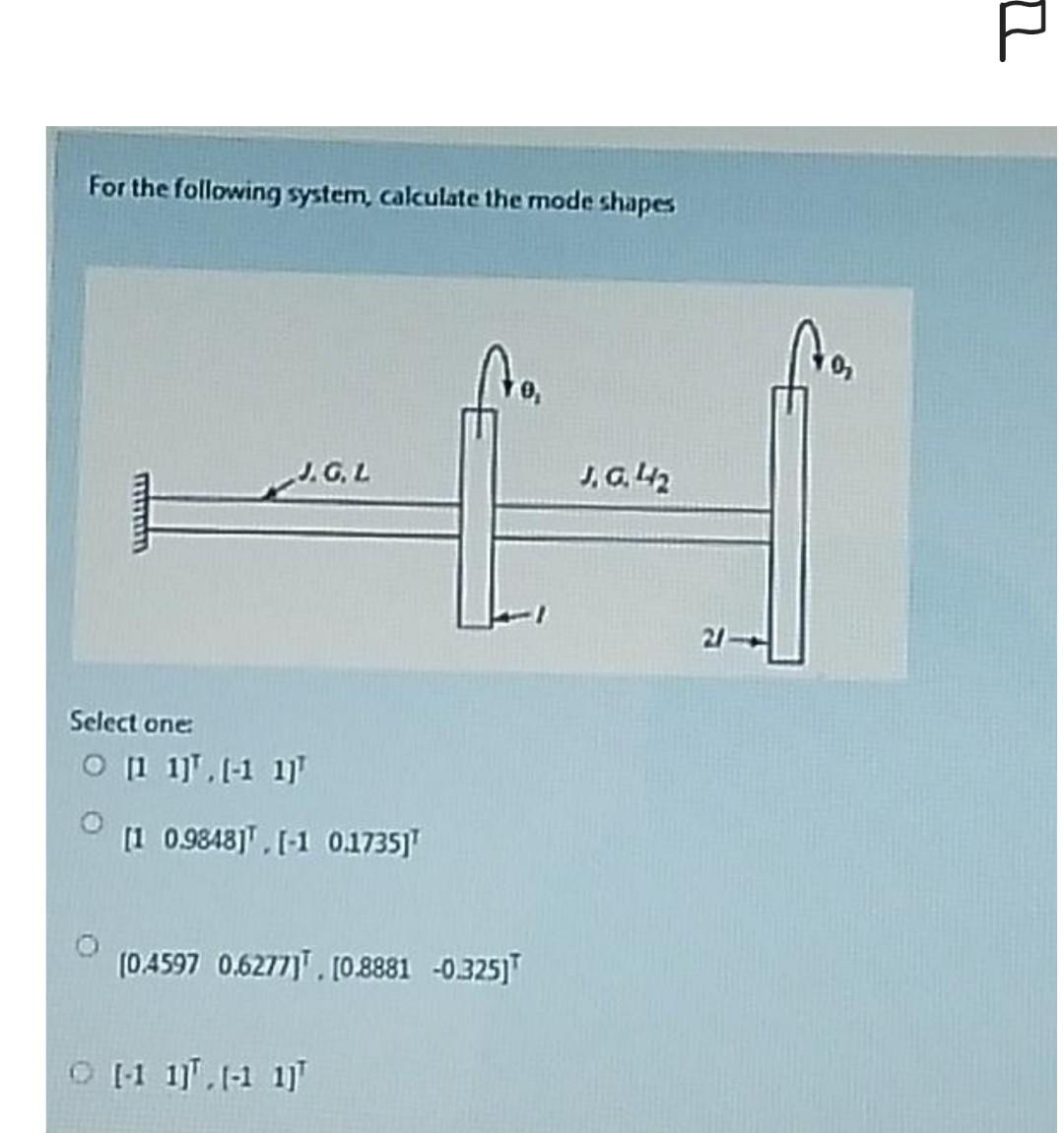 Solved For the following system, calculate the mode shapes | Chegg.com