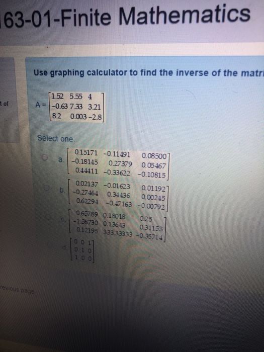 Solved 163-01-Finite Mathematics Use graphing calculator to | Chegg.com