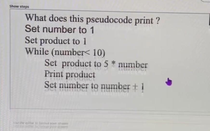 Solved Show steps What does this pseudocode print ? Set | Chegg.com